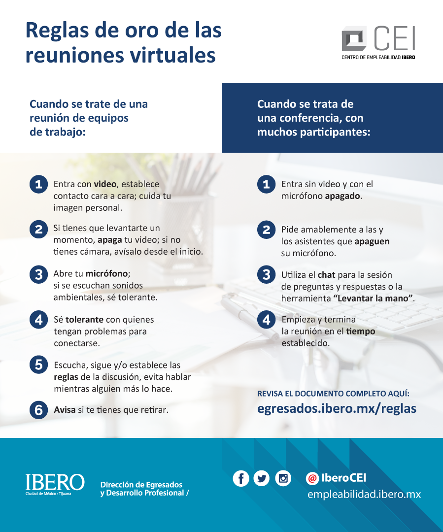 Reglas de oro de las reuniones virtuales – Ibero